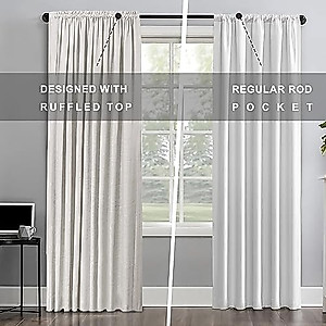 100% Blackout Shield Linen Blackout Curtains 84 Inches Long 2 Panels Set, Blackout Curtains for Bedroom/Living Room, Thermal Insulated Rod Pocket Window Curtains & Drapes, 50W X 84L, Beige