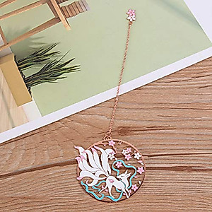 TOYANDONA 1pcs Metal Bookmark, Beautiful Vintage Bookmarks with Tassels for Women Reader Gift (Nine-Tailed Fox)