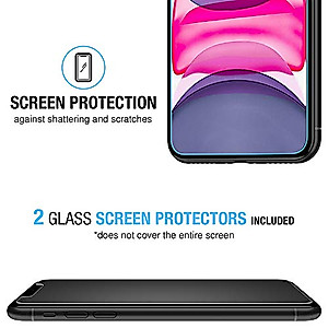 FlexGear Case for iPhone 11 with 2X Glass Screen Protectors [Full Protection] - Crystal Clear