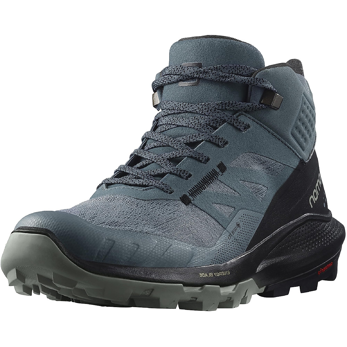 Salomon Women's OUTPULSE Mid Gore-Tex Hiking Boots for Women, Stormy Weather/Black/Wrought Iron, 11