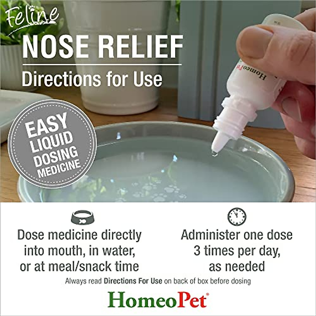 HomeoPet Feline Nose Relief Natural Pet Medicine, Nasal and Sinus-Tract Support for Cats of All Ages, 15 Milliliters
