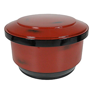 Ebros Gift Japanese Restaurant Grade Traditional Red and Black Ohitsu Rice Container Serving Bowl with Scoop for 3-4 People Party Hosting Functions Supply Asian Dining Made in Japan