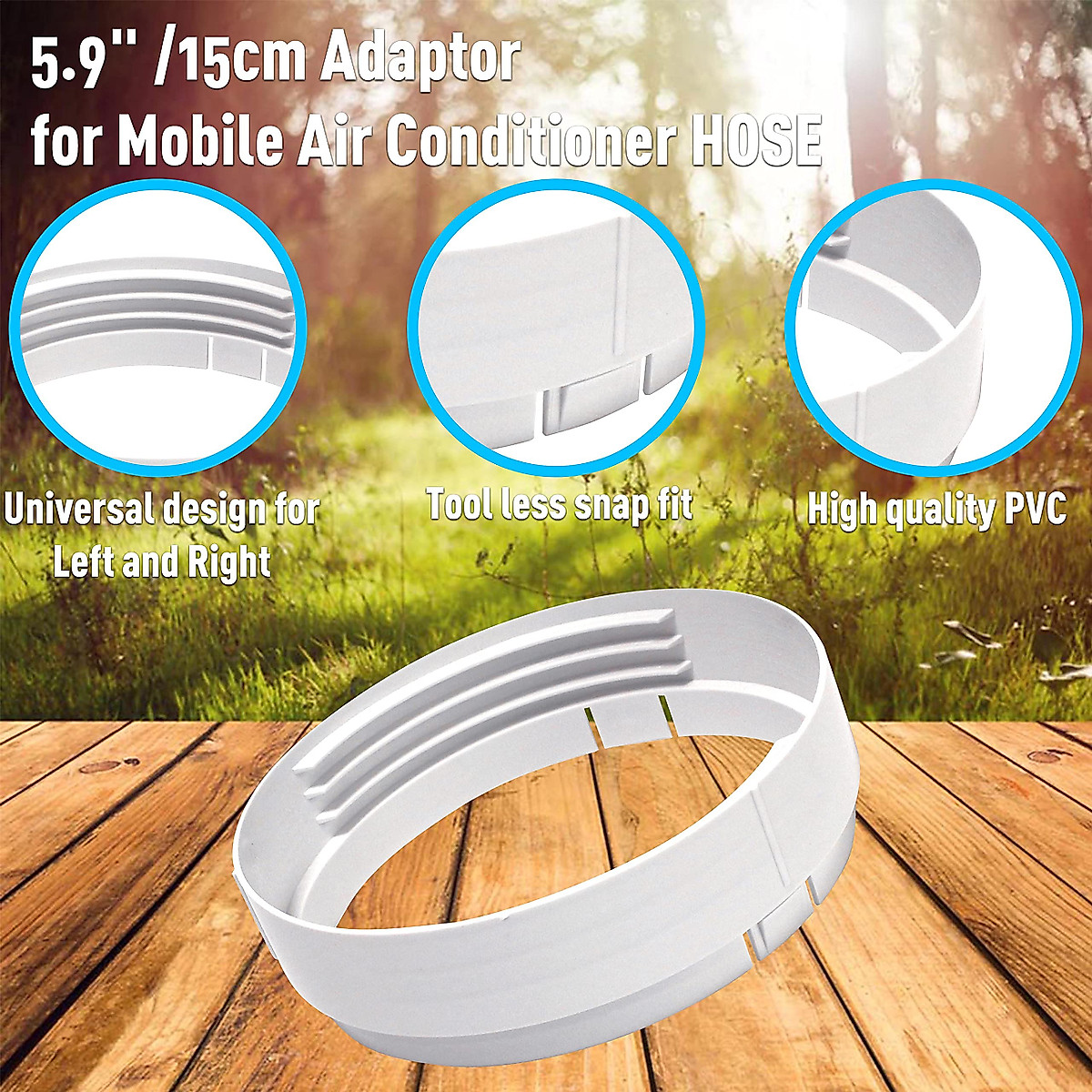 TOPOWN Ac Window Vent Kit Slide Kit Plate for Portable Air Conditioner Vertical/Horizontal PVC Seal Bracket -Adjustable Length-with 5.9"/15cm Adaptor Suitable for Mobile Air Conditioner