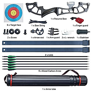 D&Q Archery 50" Takedown Bow and Arrows Set for Adults 30lb 40lb Metal Riser Right Hand Longbow Kit for Beginner to Intermediate Hunting Target(Black, 40lb)