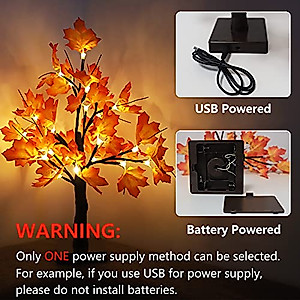 Lighted Maple Tree Thanksgiving Decorations, 24LED Tabletop Tree Lights Artificial Bonsai Tree Lamp Fall Centerpieces for Tables, Autumn Christmas, Halloween, Fall Decor for Home Warm White