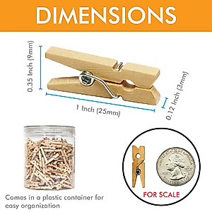 Mini Natural Wooden Clothespins, 320pcs, 1 Inch Photo Paper Peg Pin Craft Clips for Scrapbooking, Arts & Crafts, Hanging Photos (Natural)