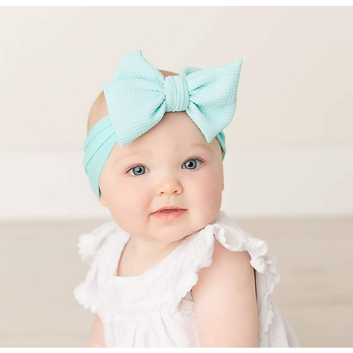 inSowni 8 Pack Big Bow Super Stretchy Nylon Headbands Turban Headwraps Hair Accessories for Baby Girls Toddlers Infants Kids