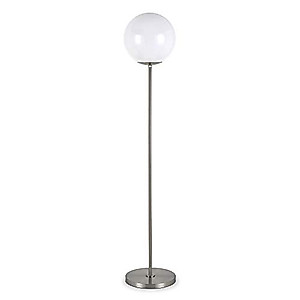 Theia Globe & Stem Floor Lamp with Plastic Shade in Brushed Nickel/White
