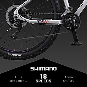 Mongoose Tyax Sport Adult Mountain Bike, 27.5-Inch Wheels, Tectonic T2 Aluminum Frame, Rigid Hardtail, Hydraulic Disc Brakes, Womens Small Frame, White