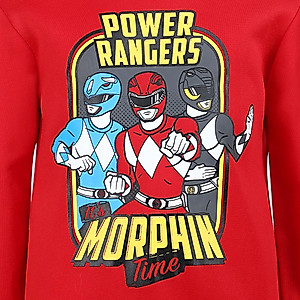 Power Rangers Morphin Red Ranger, Blue Ranger, and Grey Ranger Boys Pullover Sweatshirt and Pants Set for Little Kids