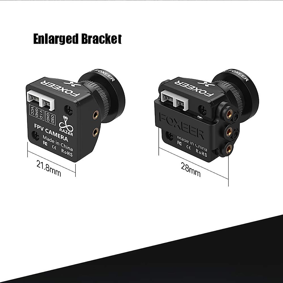 FPV Camera Foxeer Razer Mini Cam 1200TVL 2.1mm Lens 4:3 FOV 125 Degree PAL NTSC Switchable for Racing Drone Black