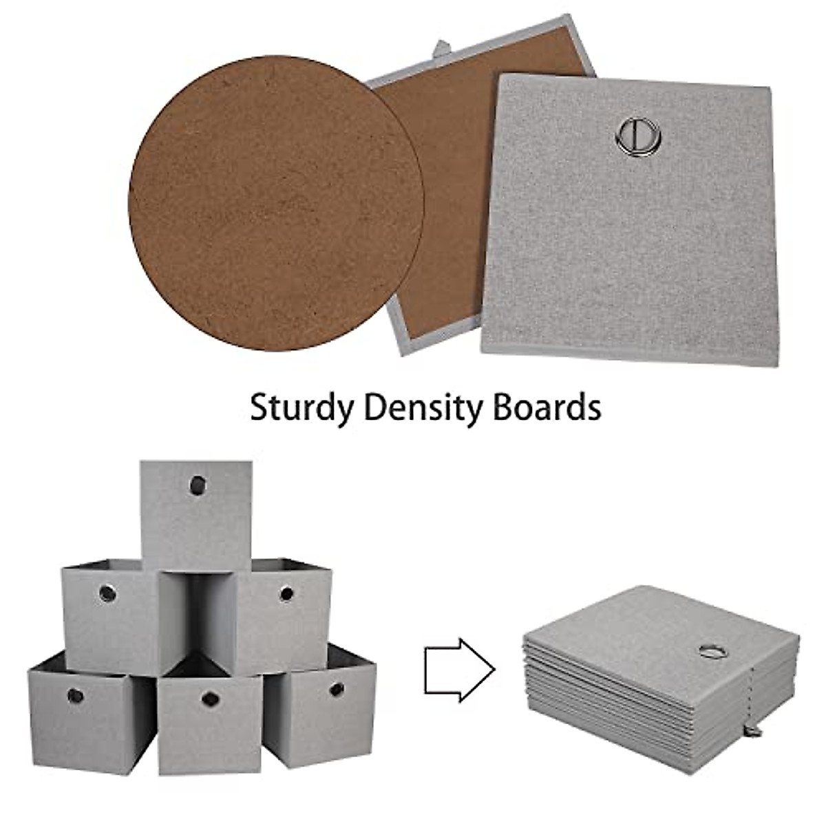 BOMKEE Closet Organizers and Storage Bins, Collapsible Drawers Organizer Foldable Storage Cubes Storage Baskets for Home Bedroom Office Closet (Set of 6, 12*12*12inch)