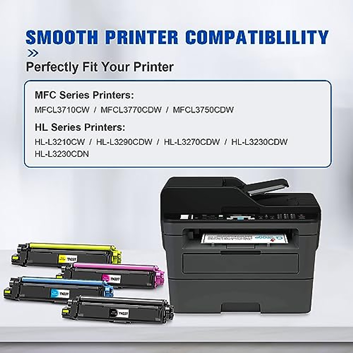 TN227 TN-227 Toner Cartridge Replacement for Brother TN-227 TN-223 TN227BK High Yield TN 227 TN 223 Compatible with HL-L3290CDW HL-L3210CW MFC-L3750CDW MFC-L3710CW Printer (BK, C, M, Y, 4 Pack)