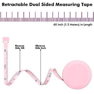 Edtape 2PCS Measuring Tape for Body,Soft Tape Measure for Body Sewing Fabric Tailor Cloth Craft Measurement Tape，60 Inch/1.5M Pink Retractable Dual Sided Measure Tape Set