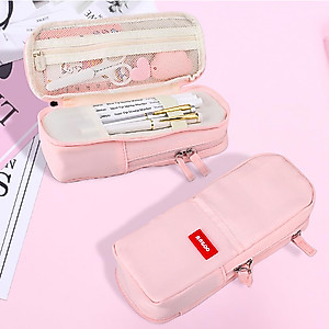 iSuperb Standing Pencil Case 2 Compartments Pencil Pouch Magnetic Mobile Phone Holder Bracket Pen Bag Large Capacity Phone Pouch College Stationery Organizer Storage for Kids Boys Girls