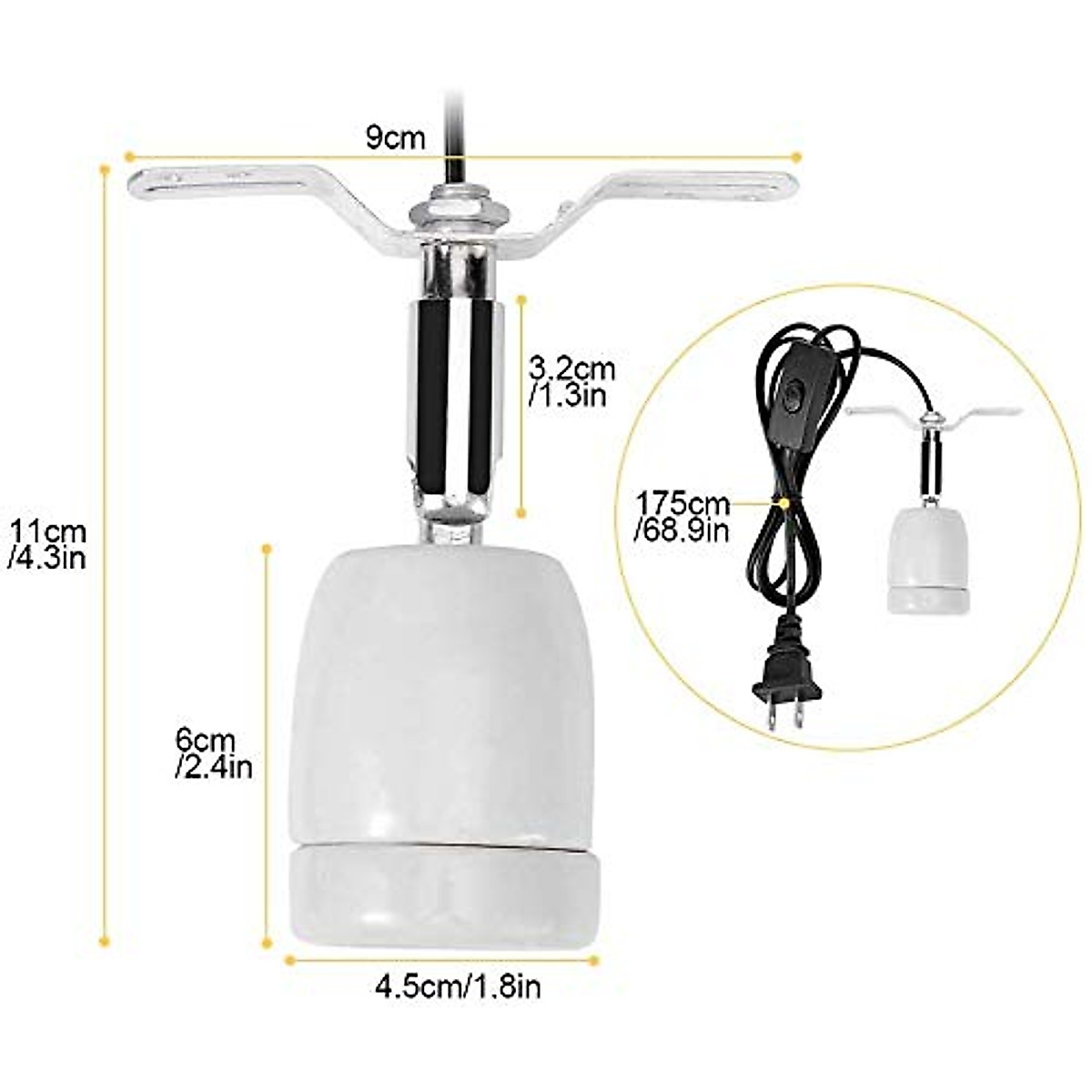 eecoo 300W Reptile Lamp Socket, 360° Rating Heat Light Holder Kit, Habitat Basking Lamp Base Stand with Switch, E27 Socket for Lizard Turtle Snake Aquarium (no Bulb Included)