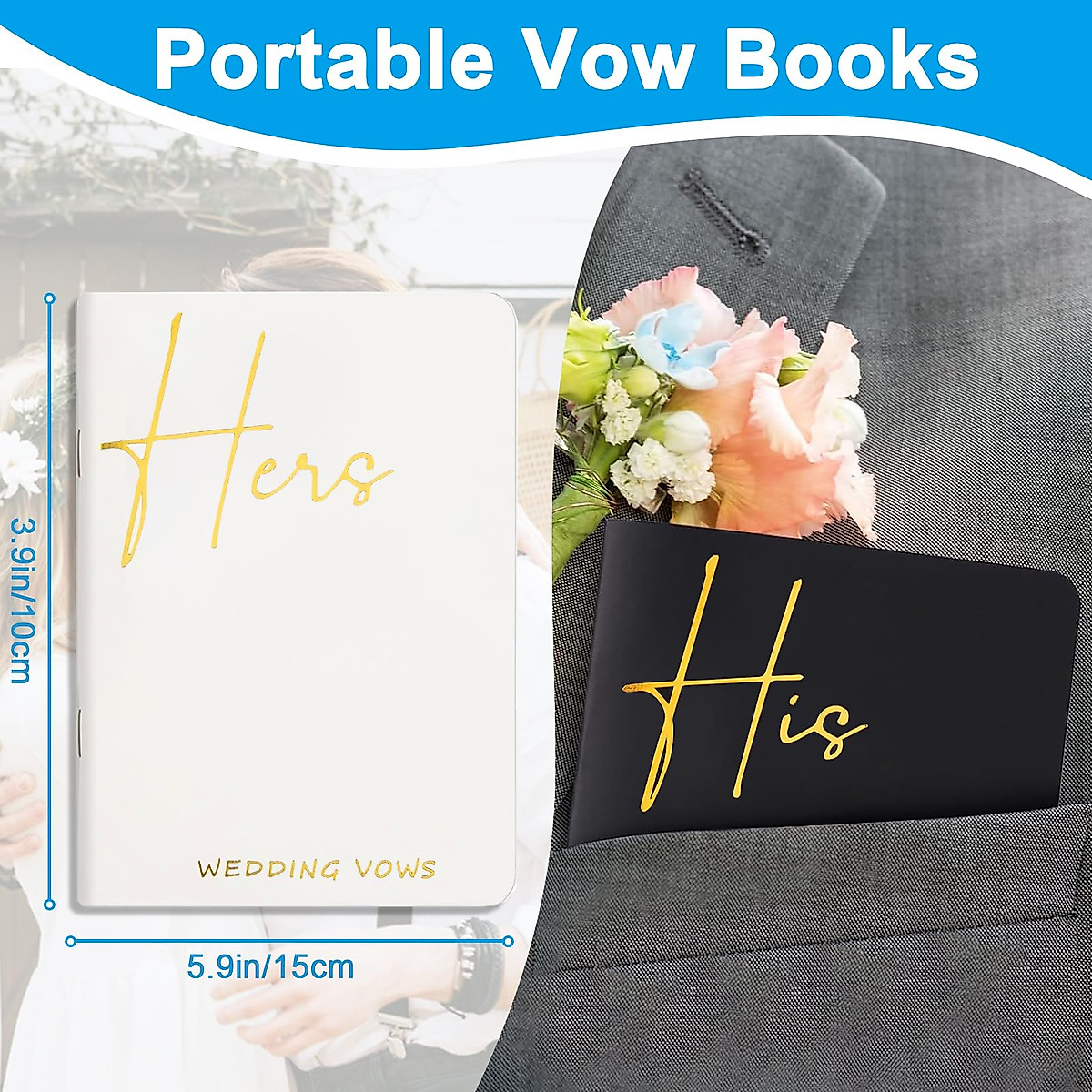 YIJIAGUO Vow Books His and Hers, Wedding Vow Books for Bride and Groom, Registry Ideas Essential for Engagement Gift Addition, Aniversaries, Couples Shower Keepsake, 5.5" X 4"- Black & White ﻿
