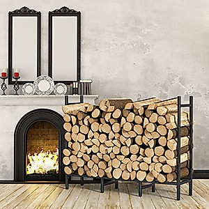 CADUKE 5.3ft Wood Holders Firewood Outdoor Fire Wood Rack for Fireplace Firewood Storage Heavy Duty Log Holder Stand Adjustable Firewood Rack Indoor, Metal