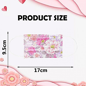 SHENQI 50 Packs Floral Disposable Face_Masks Adult Designs for Spring Summer 3-Ply Flower Facemasks Holiday Paper Masks Women Men