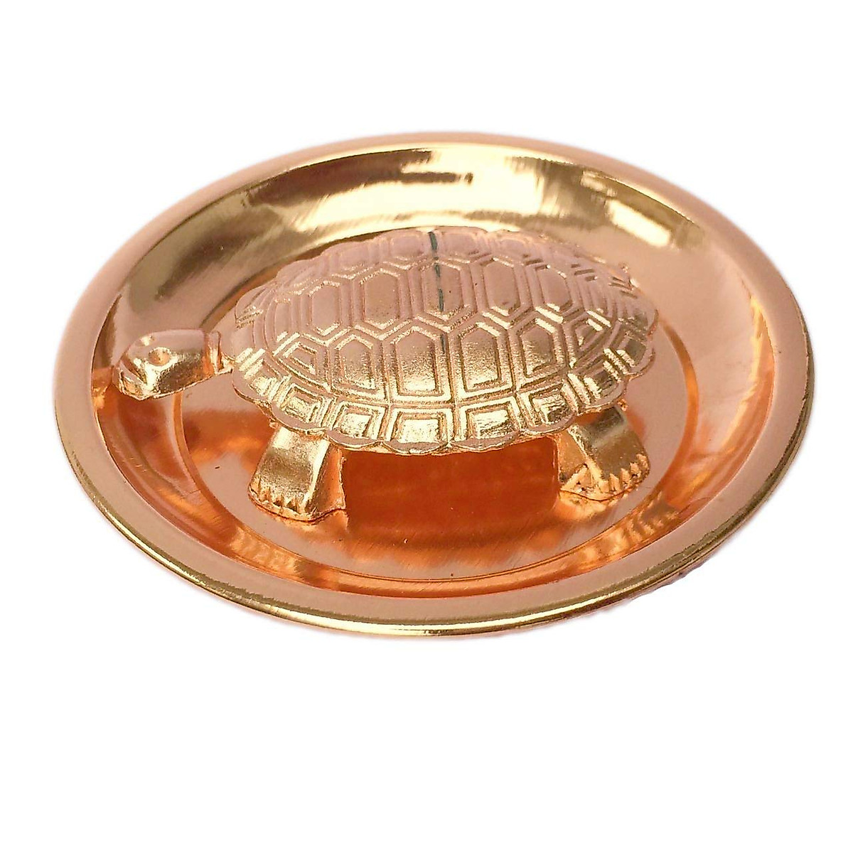 Feng Shui Copper Plate & Tortoise/ Turtle Lucky, Best Wishes, Vastu Living Positivity, Wealth, Good Health ,Good Luck & Longevity, for Home, Office Decor Gift Items. Set of 1
