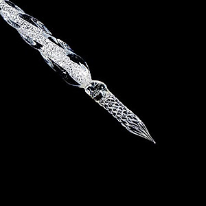molshine Handmade Glass Dip Pen Crystal Calligraphy Pen Signature Dipped Pen for Artist Women Men Teens,Writing Drawing Decoration Gifts (silvery)