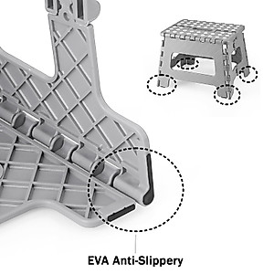 PandaEar Home Folding Step Stool for Kids, Lightweight Foldable Step Stool with 9 Inch Height, Collapsible Plastic Foot Stool for Bathroom, Bedroom, Kitchen (Grey)