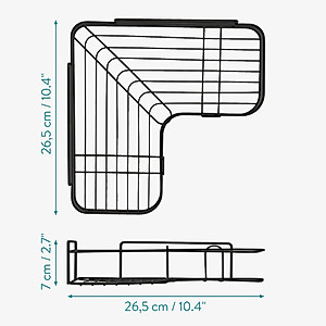 Navaris Self Adhesive Shower Caddy - Set of 2 Bathroom Organizer Shelves for Corner Wall of Bath - Toiletry Shampoo Storage Rack Holder - Black