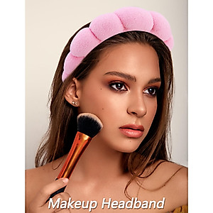 VELSCRUN 6 Pack Hairband, Pink Microfiber Spa Headband, Makeup Headband, Face Wash Bow Tie Headband, Skincare Headbands for Women Girls Hair Accessories Gifts