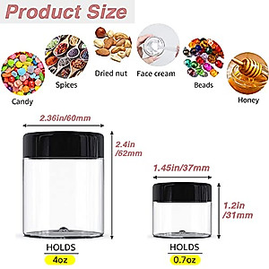24 Pack + 20g/20ml 4 oz Small Plastic Containers with Lids Cosmetic Sample Jar - for Lip Scrub, Body Butters, Cream, Slime, Craft Storage