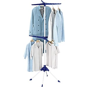 APEXCHASER Clothes Drying Rack, 2-Tier Collapsible Four-Legged Clothing Rack, 6 Arms for Hangers, Portable Garment Rack, Foldable Laundry Drying Rack, Blue
