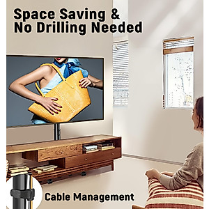 YOMT Mobile TV Cart Rolling TV Stand for 13-50 inch Screens, Tilting and Rotating Mount, Portrait to Landscape, Height Adjustable Portable TV Stand with Wheels Holds up to 44lbs Max VESA 200x200mm