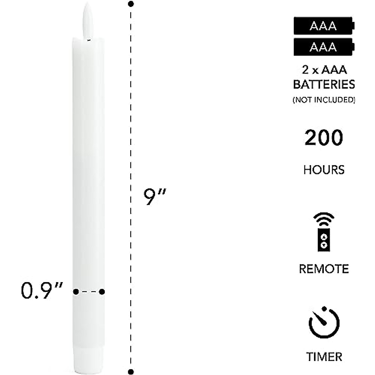 Arora Remote Control Flameless Taper Candles, S/6 3D Flickering Battery Operated LED Window Candles Encased with Real Wax to Light Up Your Home
