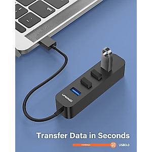 Upgrow USB 3.0 Hub 4-Port USB Hub with 5 Gbps USB Splitter for Laptop MacBook Mac Pro Mac Mini iMac Surface Pro XPS PC Flash Drive Mobile HDD-Black