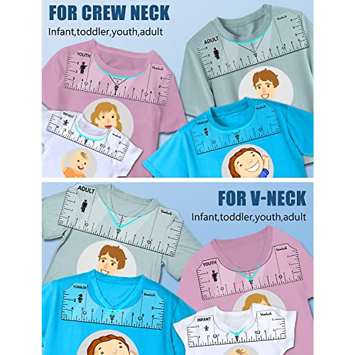 Tshirt Ruler Guide for Vinyl Alignment, T Shirt Rulers to Center Designs, Alignment Tool with Soft Tape Measure, Craft Sewing Supplies Accessories Tools for Heat Press HTV Heat Transfer Vinyl