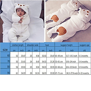 VERNILLA Newborn Baby bear Fleece Romper One-Piece Footies Jumpsuit Pajama Infant Onesies for Baby Boys Girls(0-3 Months)