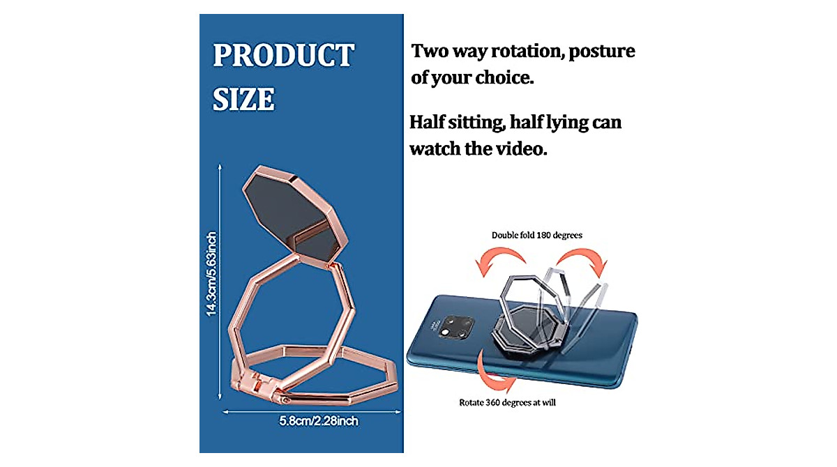 Foldable Cell Phone Ring Holder Stand - 360° Rotation & Grip