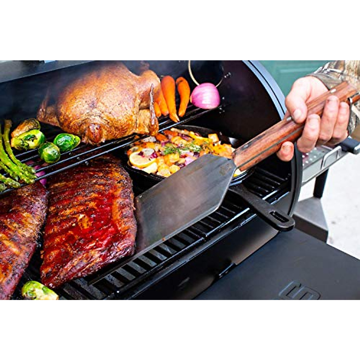 PIT BOSS 67288 Cut Stainless Steel with Rosewood Handle Large Grill Spatula