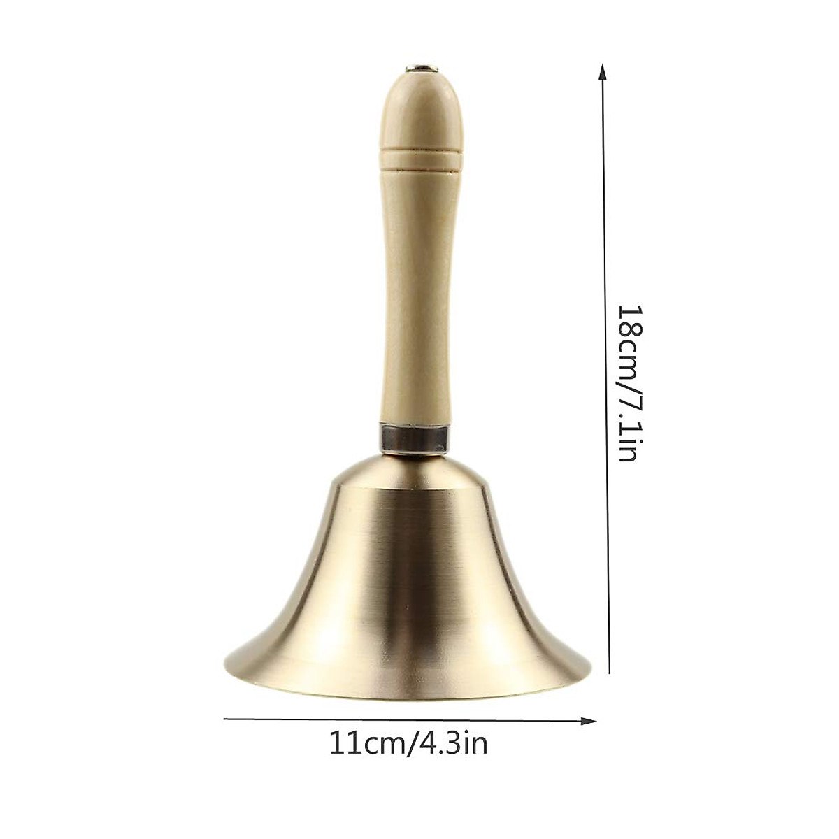 Sopcone Hand Bell Extra Loud Solid Brass Call Bell Handbells with Wooden Handle Multi-Purpose for School, Churchl, Hotel, Christmas and Wedding Service (11cm)