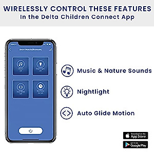 Delta Children SmartSleep Auto Glide Bassinet with Bluetooth, Alloy