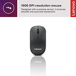 Lenovo 300 Wireless Combo Keyboard and Mouse, 2.4 GHz Nano USB-A Receiver, Batteries Included