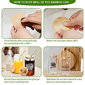 KIDJFGG Sublimation Glass Blanks With Bamboo Lid, 8pack 16OZ Clear Sublimation Beer Can Glass with Glass Straws Gift Box Mason Jar Cups Mug Travel Tumbler for Beer, Juice, Soda, Iced Coffee, Drinks