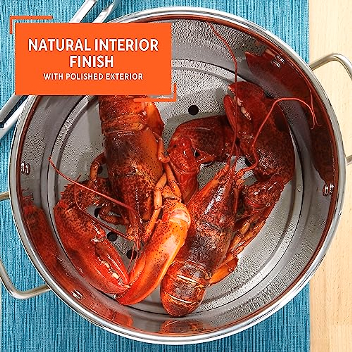 IMUSA Aluminum Steamer with Rack, 40 Qt, Silver