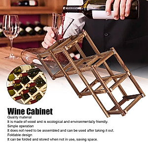 Wood Wine Rack Freestanding Wine Rack,Wood Wine Storage Racks Countertop,Foldable Wooden Stackable Wine Cellar Rack Wine Bottle Stand Holder Display Shelf (Brown)