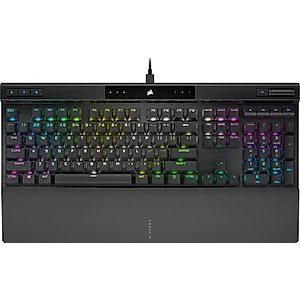 Corsair K70 PRO RGB Optical-Mechanical Gaming Keyboard - OPX Linear Switches, PBT Double-Shot Keycaps, 8,000Hz Hyper-Polling, Magnetic Soft-Touch Palm Rest - NA Layout, QWERTY - Black