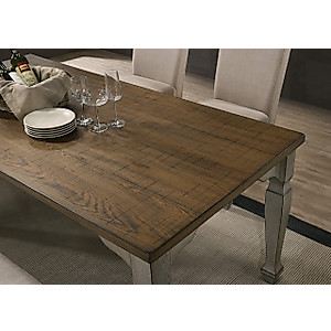 Roundhill Furniture Breda 7-Piece Wood Dining Set, Antique Gray and Dark Oak