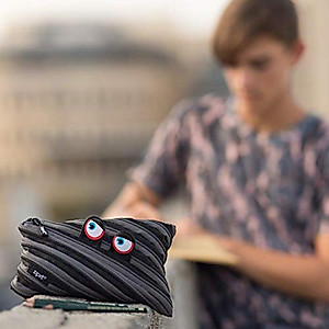 ZIPIT Wildlings Large Pencil Case for Kids | Pencil Pouch for School, College and Office | Pencil Bag for Boys & Girls (Black)