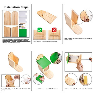 Wehhbtye Squirrel Feeder Box-Wood Handcrafted Chipmunk Picnic Table Feeder Bench Feeders,Pine House with Screws for Squirrel Feeding Station Hanging Outside Garden Yard(Assembly Hardware Included)