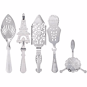 Absinthe Spoon, Stainless Steel Wormwood Spoon, 4 Optional Types, Bitter Scoop Glass Cup Drinking Filter, Bar Cocktail Tea Coffee Stirring Slotted Spoon(#1)