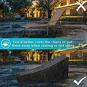 Crestlive Products Adjustable Chaise Lounge Chair, Five-Position and Full Flat Outdoor Recliner for Patio, Deck, Beach, Yard, Pool (2PCS Brown)