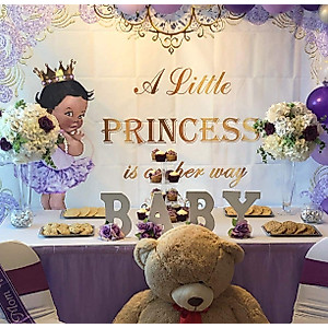 Mehofoto Purple Princess Baby Shower Backdrop Royal Silver Purple Photography Background 7x5ft Vinyl Royal Princess Baby Shower Party Banner Decoration